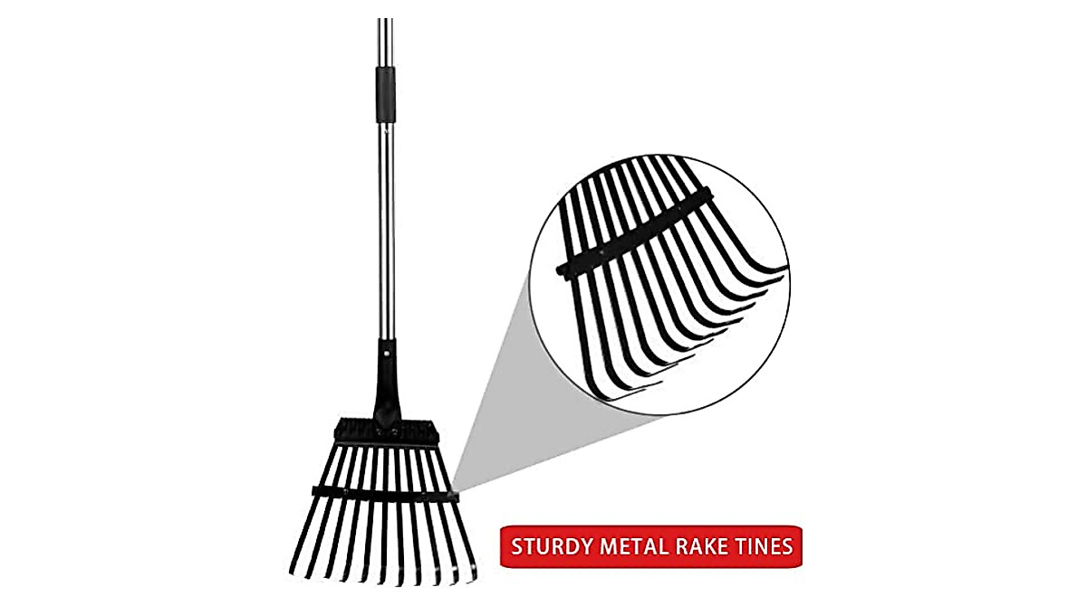 HOMIMP Adjustable Garden Leaf Rake – Lightweight & Extendable 34-55"