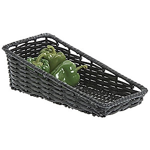 HUBERT® Wicker Storage Baskets Black Plastic - 7 1/2"L x 16"D x 1 1/2" to 5"H