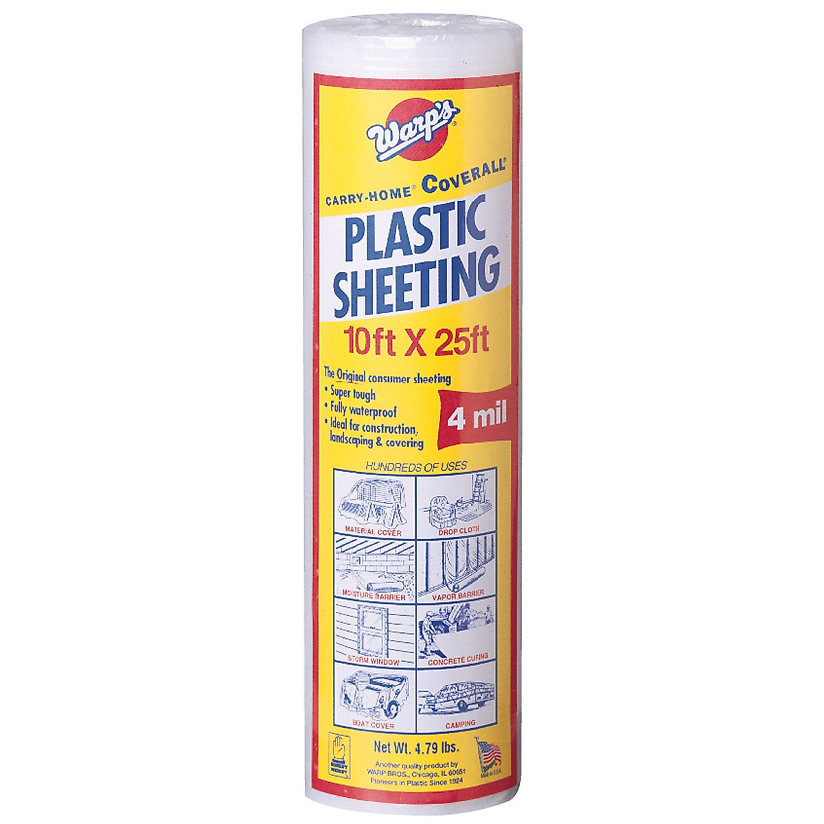 Warp Brothers SP-4CH10-C 4 Mil Carry Home Coverall Clear Plastic Sheeting, 10-Foot by 25-Foot