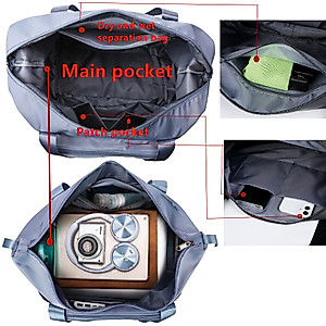 PHEVOS Travel Duffel Gym Bag,Lightweight Weekender Overnight Bags with Wet Pocket and Shoes Compartment for Women