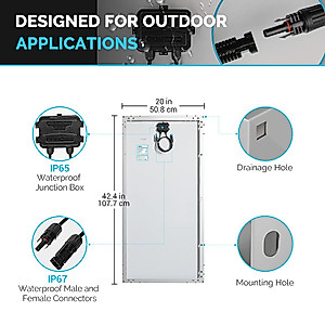 Renogy 200 Watt 12 Volt Monocrystalline Solar Panel Starter Kit & Deep Cycle AGM Battery 12 Volt 100Ah for RV, Solar Marine and Off-Grid Applications, Gray, Model Number: RNG-BATT-AGM12-100