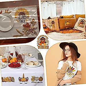 Qeeenar 30 Pcs Fall Iron on Transfers Pumpkin Patches Decals Autumn Appliques Iron on Transfers for T Shirts Thanksgiving Iron on Decals Heat Transfer Sticker for Clothes Pillow Covers DIY Decorations