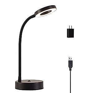 Chener Smart Voice Control Desk Lamp, Hand Free No Networking Required, Warm/Day/Cool White 3 Lighting 5 Brightness USB+AC Dimmable Desk Light, Eyes Care Flexible Gooseneck Table Lamp Night Light