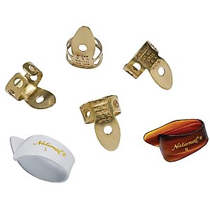 D'Addario National Finger Picks for Acoustic Guitar - Banjo Picks - Finger Picks & Thumb Pick Set - Medium/Large - Brass, Multi - 6 Picks