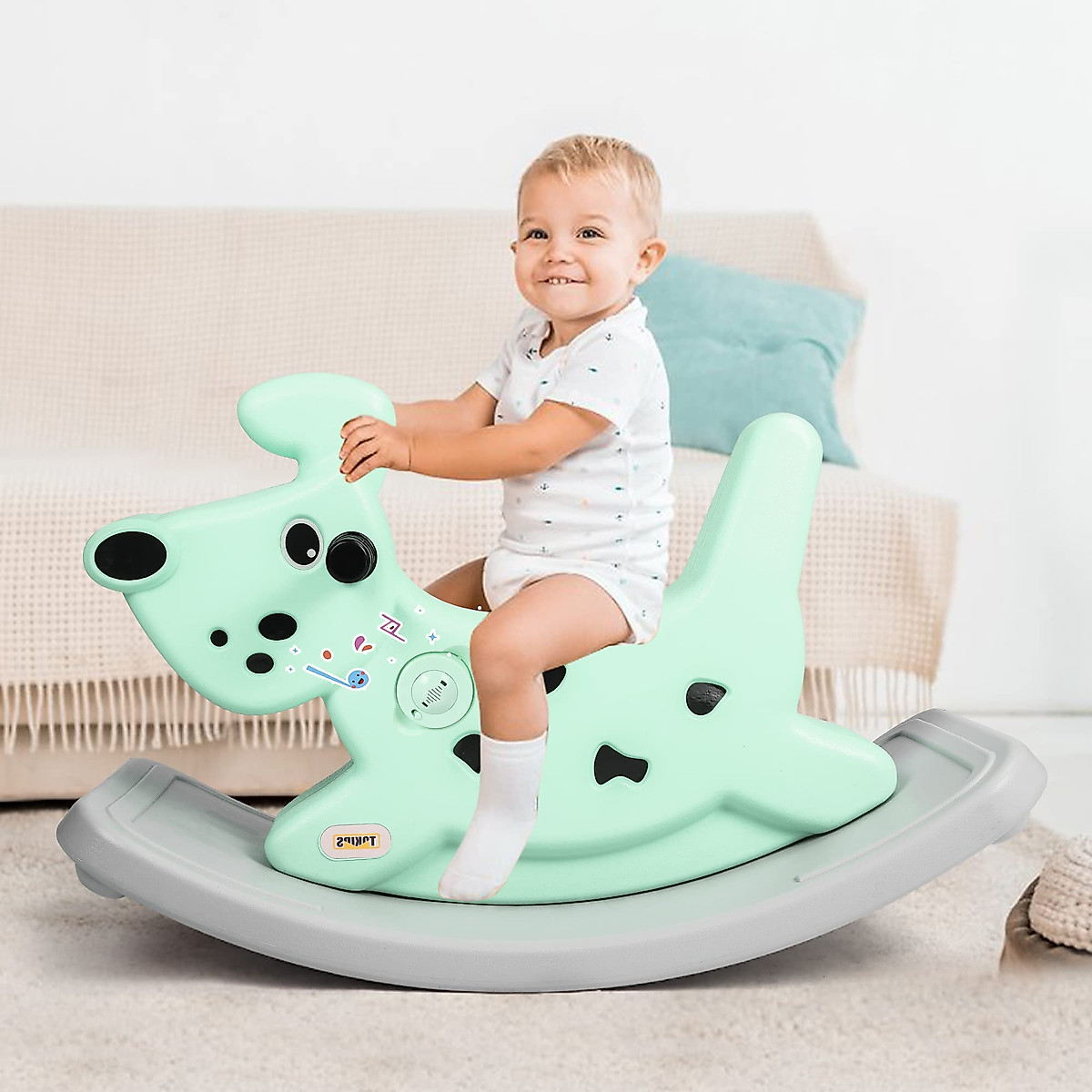 Vilobos Rocking Horse Outdoor Rocking Toy with Music for Toddler Baby Kids Ages 1-3 Year Old Boy Girl Green