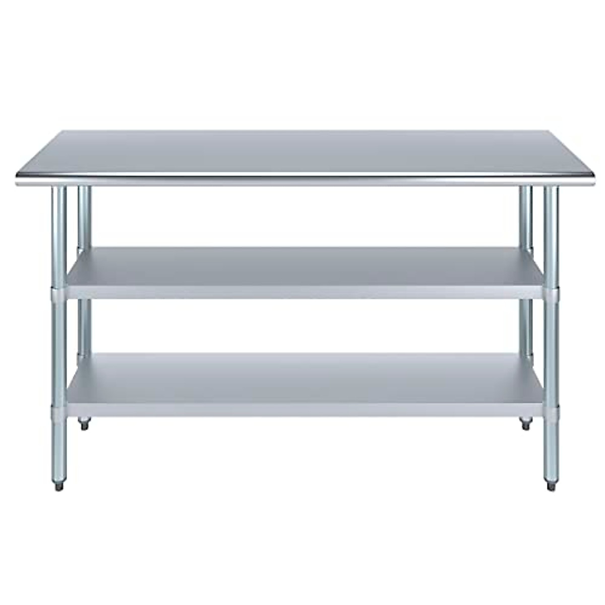 60" Long X 18" Deep Stainless Steel Work Table with 2 Shelves | Metal Food Prep Station | Commercial & Residential NSF Utility Table