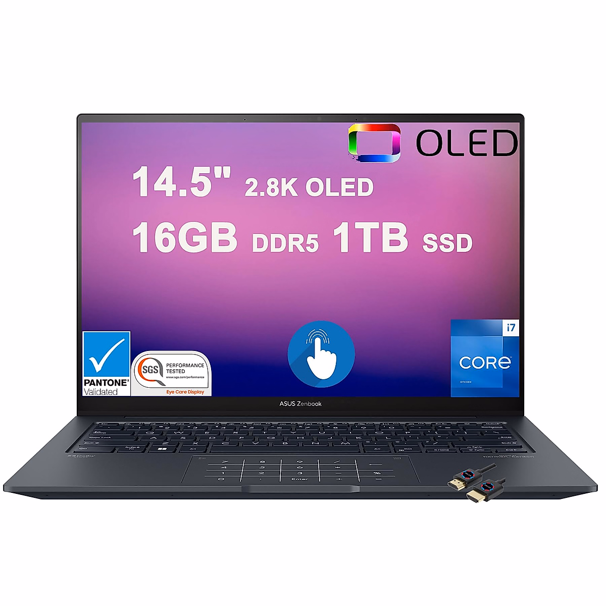 Asus Zenbook 14X OLED Business Laptop | 14.5"" 2.8K 120Hz Multi-Touch 550nits | 13th Gen Intel 14-core i7-13700H | 16GB DDR5 1TB SSD | Backlit Keyboard Thunderbolt Win11Pro + HDMI Cable, Inkwell Gray