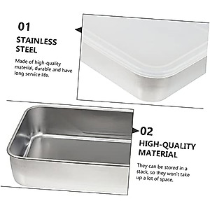 FURLOU Stainless Steel Bakeware Nonstick Bakeware Pizza Oven for Grill Bread Loaf Pan with Lid Dessert Baking Pans Cheese Baking Tray Nonstick Pizza Pan Fresh-keeping Box Bread Pan 1 Set Plate (Color