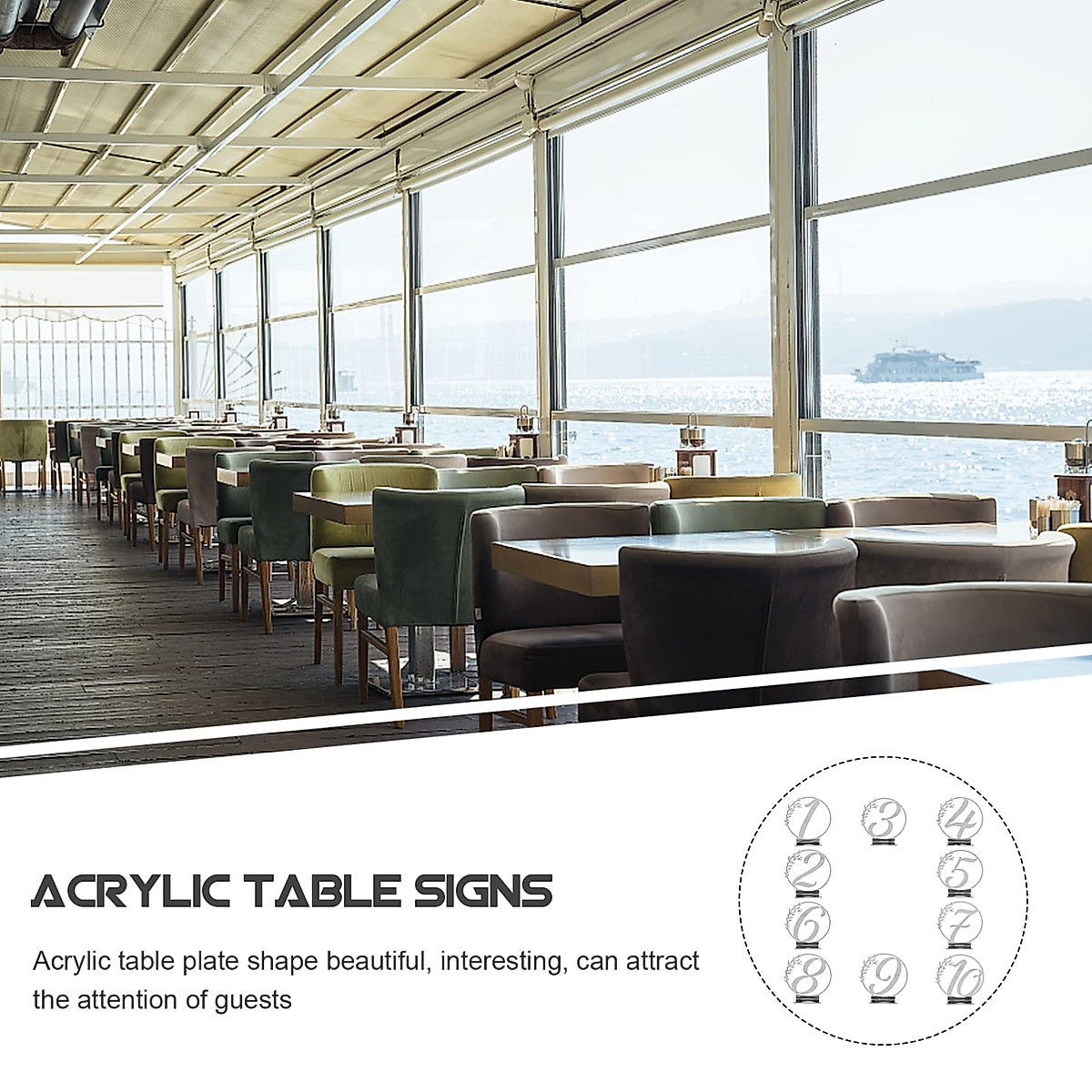 BESTonZON Wedding Decor 10pcs Acrylic Desk Number Signs Wedding Table Numbers 1-10 Number Banquet Sign Reception Acrylic Place Cards for Wedding Ceremony Table Decorations Coffee Decor