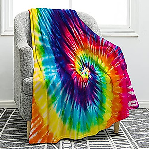 Jekeno Rainbow Blanket Pink Colorful Throw Blanket Spiral Printed Boho Blanket Soft Warm Bed Couch Sofa Blanket Plush Throw 50"x60"