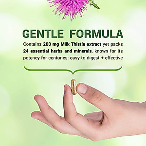 Liver Cleanse Supplement - Milk Thistle Extract Capsules - Natural 24 Potent Herbs: Formula - Promote Healthy Liver Function, All-in-One Liver Repair & Regeneration