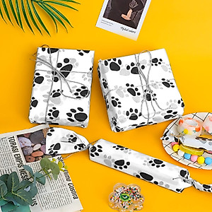 Kavoc 60 Sheets 20 x 20 Inch Dog Paw Print Tissue Paper Puppy Paws Gift Wrap Tissue for Gift Bags Wrapping Paper Rustic Art Holiday Wrapping Paper for DIY Crafts