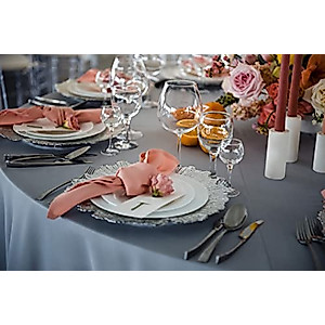 Plastic Reef Charger Plates Glossy Finish - Set of 6 - Thick and Reusable - Silver