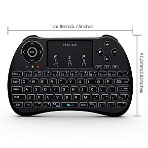 reiie (Backlit Version) H9+ Mini Keyboard,2.4GHz Wireless Mini Handheld Smart TV Remote Keyboard with Touchpad for PC,Raspberry Pi 2, Pad, Smart TV, Android TV Box, Windows 7 8 10