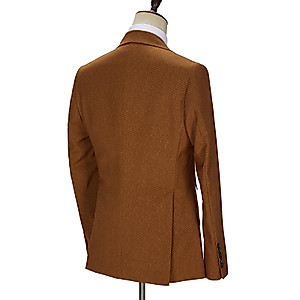 Men’s 3 piece Suit Solid Two Button Slim Fit Peak Lapel Tuxedo Set for Wedding Business Party Blazer Vest Pants Set Silver S