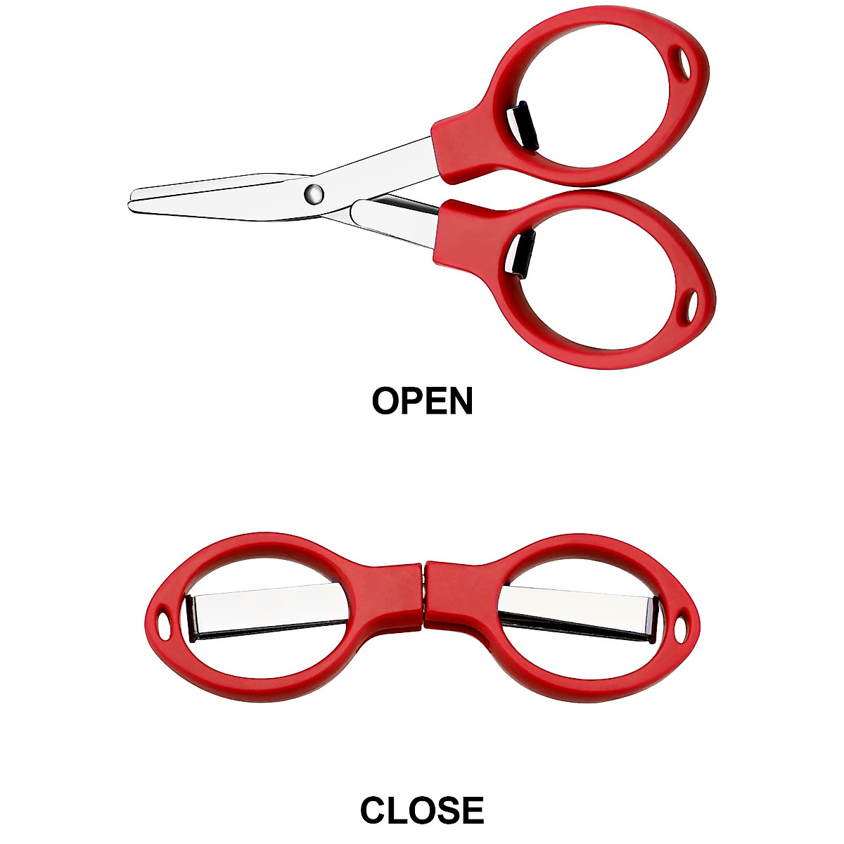Tatuo 6 Pieces Stainless Steel Scissors Anti-Rust Folding Scissors Glasses-shaped Mini Shear for Home and Travel Use (5 Colors)