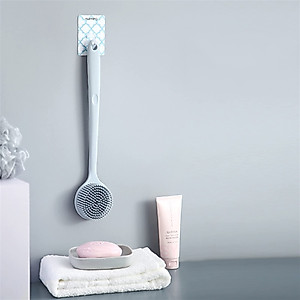 TADALU Shower Scrubber for Body Multifunctional Silicone Brush Body Long Handle Double-Sided Bath Shower Brush Back Massage Exfoliation Wisp Body Scrub Brush (Color : Blue)