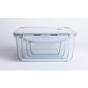 HUSANMP Extra Large Glass Storage Containers with Lids, Set-8-Piece Lunch Containers, Ideal for Storing Food, Vegetables, Fruits, Baking Cake & lot of other Tasty Food (Square)