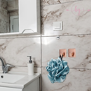 BLAGAIN Wall Hooks Coat Hook, Stainless Steel Adhesive Hooks Heavy Duty Sticky,Waterproof & Rustproof Towel Hooks Stick on Bathroom or Kitchen, 4-Pack, Rose Gold