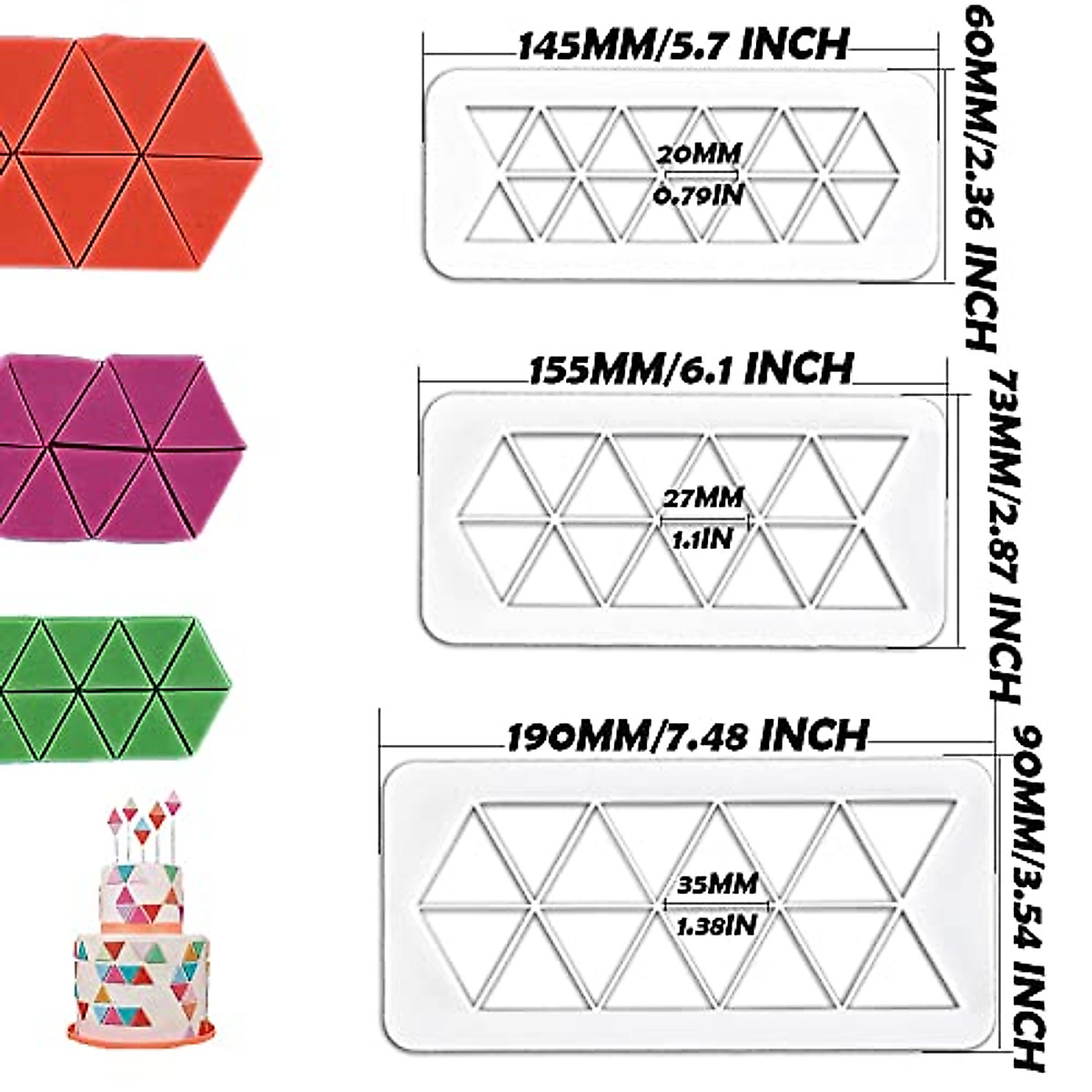 9 Pcs Cookie Cutter Plastic Cake Fondant Cutter Hexagons Cake Decorating and Squares Cake Molds for Baking