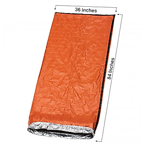 Emergency/Survival Bivvy Bag - Mylar Sleeping Bag, Survival shelter, Reflects 90% Body Heat, Hiking, Camping, Outdoors, Fishing, Hunting, overlanding, Scouts, Ripstop Carry Bag w/Whistle (Orange)