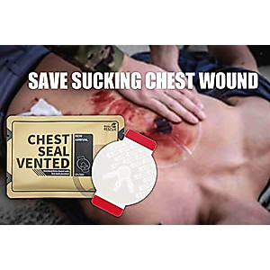 RHINO RESCUE Vent Chest Seal, Emergency Trauma Dressing, First Aid Kit Sterile, Wound Care IFAK Supplies, 2 Count
