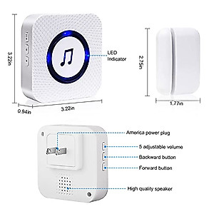 SanJie Door Chime, Door Open Contact Sensor Alarm for Business/Store/Home/Office When Entering, with 600 FT Range,55 Chimes 5 Adjustable Volume 2 Receivers +2 Sensors