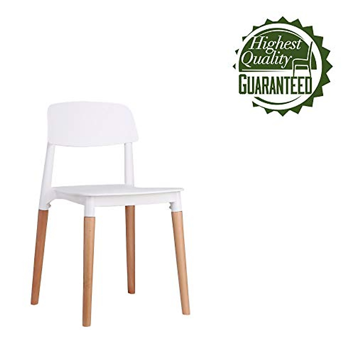 Porthos Home Clyde Dining Chairs Set of 4 with Waterproof and Stain-Resistant PP Plastic Back, Seat and Legs with Woody Accents (Space-Saving Stackable Design for Dining Rooms