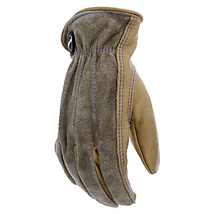 Miracle-Gro MG86006 Aqua Armor Cow Grain Palm Gloves - [1 Pair, Small/Medium] Women Gloves with Shirred Elastic