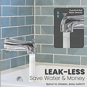 Slip Fit Tub spout with Diverter, Compatible with American Standard 8888026.002 Tub Spout, Bathtub Faucet, Fit 1/2 inch Copper Water Tube polished chrome bathtub Faucet with shower diverter