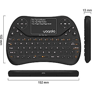 Sidiwen Backlit Mini Wireless Keyboard with Touchpad and Mouse, 2.4GHz Rechargeable, Remote Control with QWERTY Keypad for Android TV Box, iPTV, Xbox, TV, Projector, Raspberry pi, USB Devices, etc