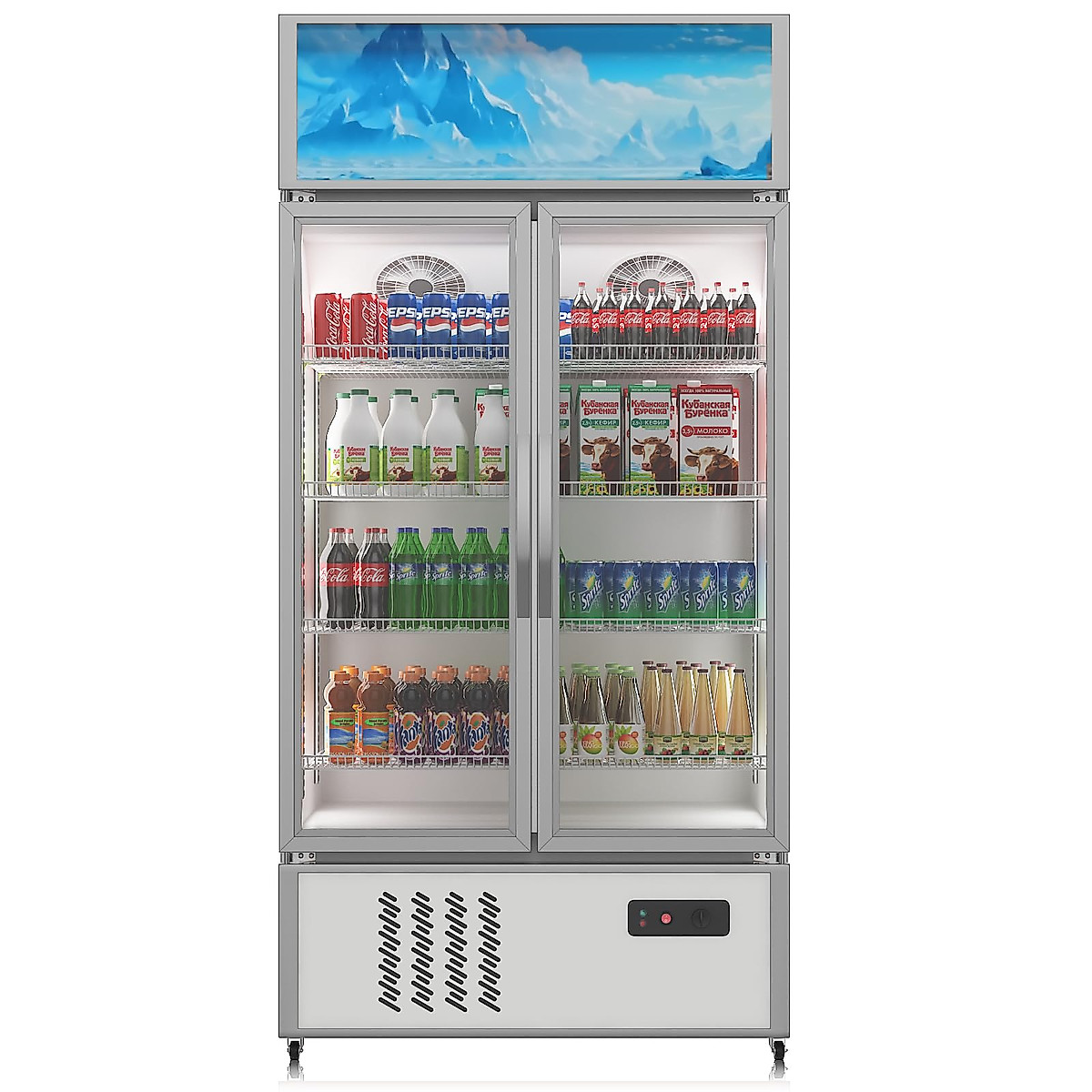 18 Cu. Ft. Commercial Refrigerators Glass Door, Commercial Beverage Fridge, Commercial Merchandiser Refrigerator for Beer, Bar, Drink, Display Upright Beverage Refrigerator Cooler, Silver ﻿