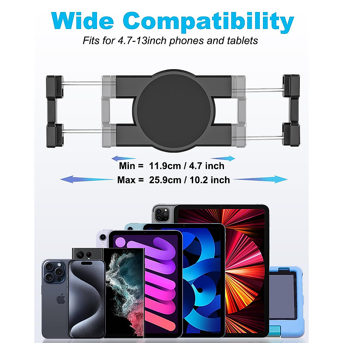 Phichy Car Vent Tablet Holder Mount for 4.7"-13" Phone & iPad - Air Vent Tablet Car Mount, Super Stable Clip Tablet Mount for Car Compatible with iPad Pro/Air/Mini, Galaxy Tabs, iPhone, Tablets