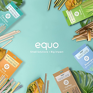 EQUO Limited Edition Coconut and Sugarcane Drinking Straws, Biodegradable and Plastic-Free, Combo Pack of 100, Standard