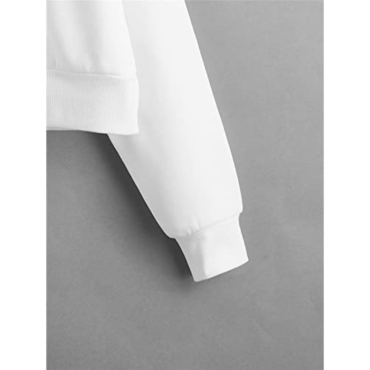 Cozyease Women's Graphic Letter Print Hoodies Drop Shoulder Long Sleeve Drawstring Casual Pullover Sweatshirt Tops White S