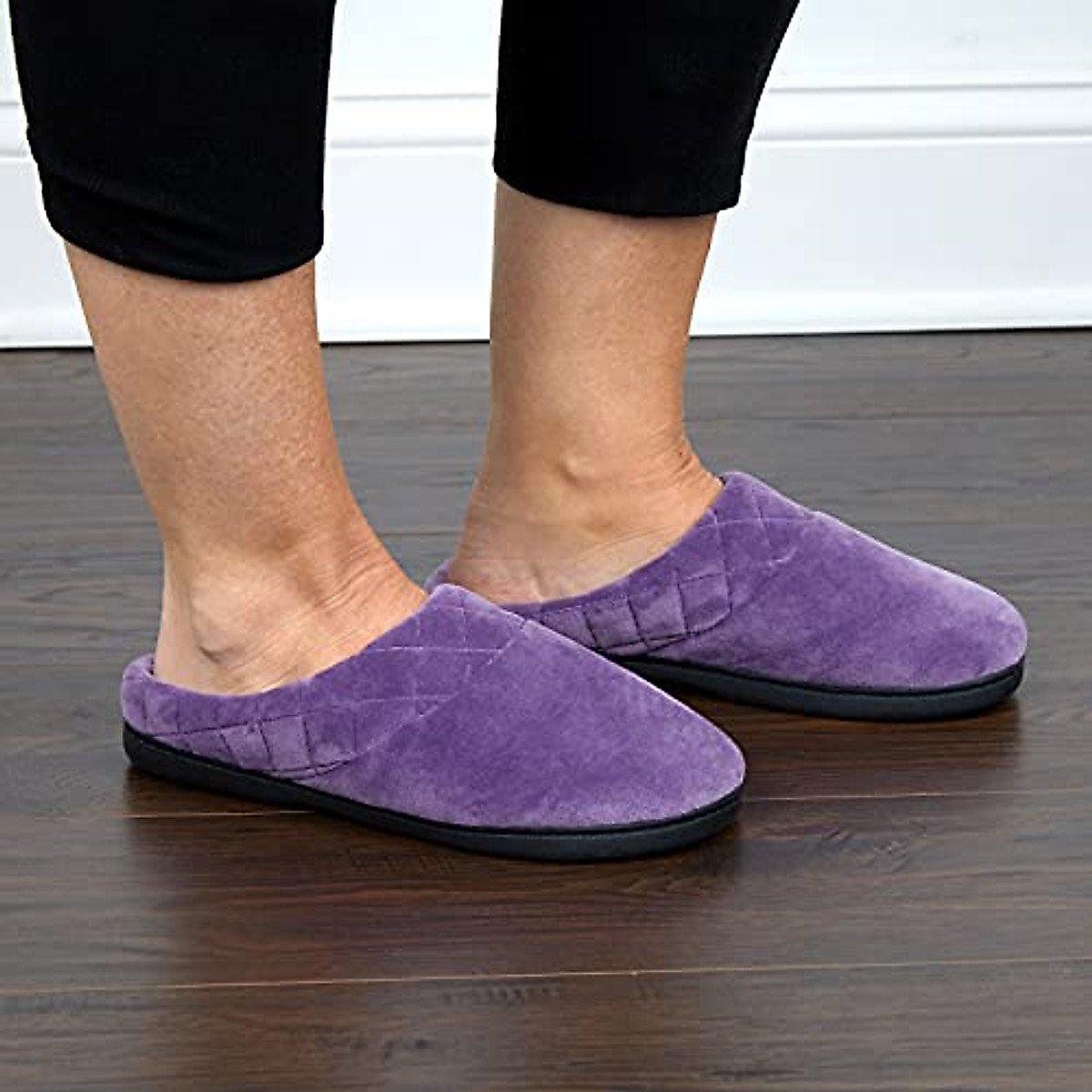 Dearfoams Womens Darcy Velour Casual Slippers Casual - Purple - Size M W