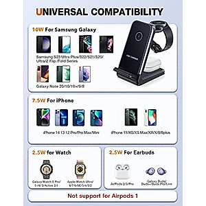LK Wireless Charger for Samsung 3 in 1 Wireless Charging Station for Galaxy S23 Ultra Plus S22 S21 Z Flip 5 Fold Galaxy Buds Live Detachable Charger for Galaxy Watch 5 Pro 4 iWatch