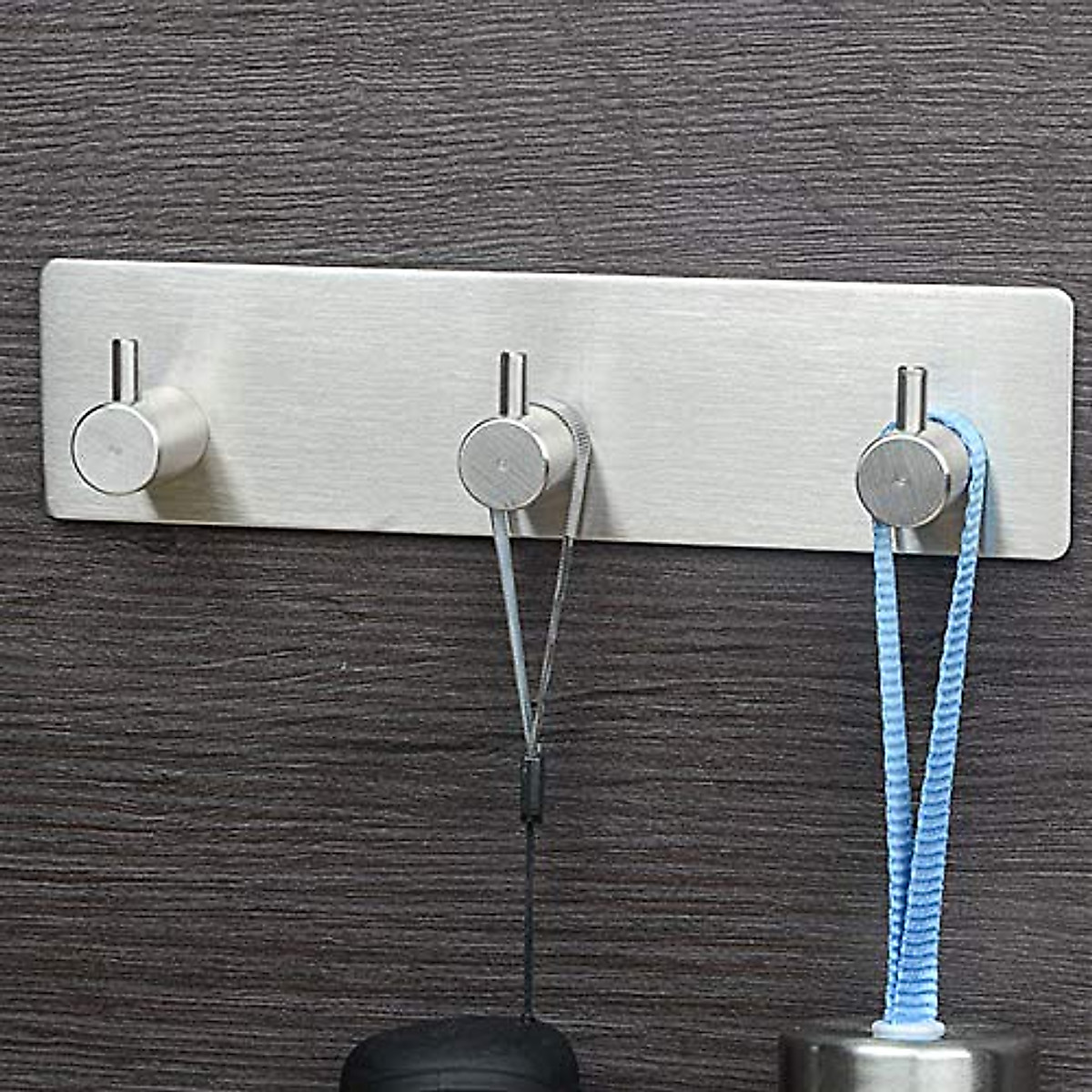 3 Hooks Self Adhesive Hanger Coat Towel Robe Rack Rail Wall Mount Floating Stainless Steel Water and Rust Proof Heavy Duty Hooks for Modern Kitchen Bathroom