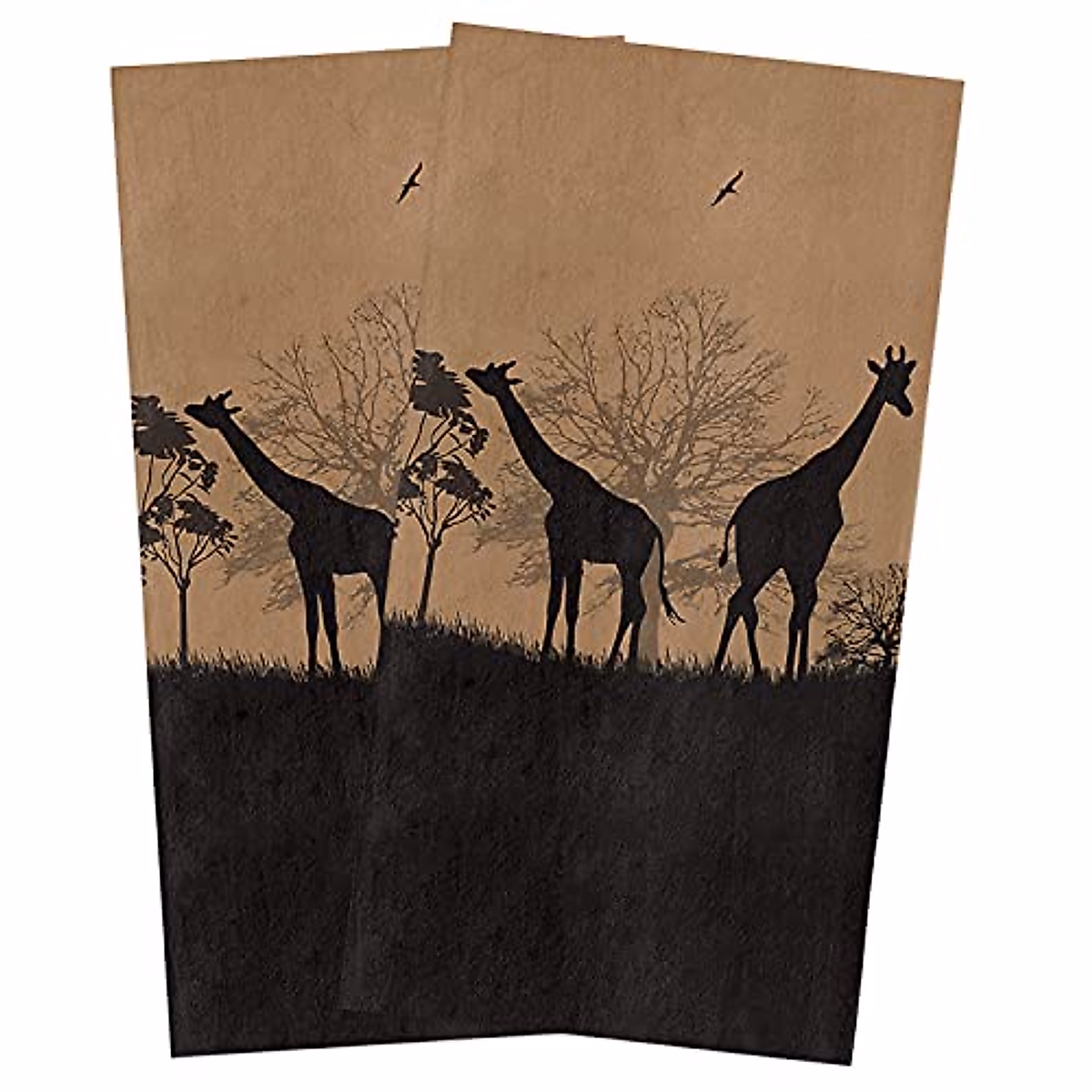 DuoPhi Kitchen Towels Set Giraffe Sunset Dish Towel Animal Print Dishcloths 2 Pack, 18x28 Inches Absorbent Soft Cotton Dish Cloths Bar Towels & Tea Towels, (LTL-210707-SLXM03391WJGBDPI)