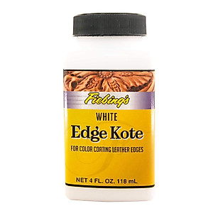 Fiebing's Edge Kote (4oz, White) - Leather Edge Paint for Shoes, Furniture, Purses, Couches, Belts - Flexible, Water Resistant, Semi Gloss Color Coating Leather Dye to Protect Natural Edges