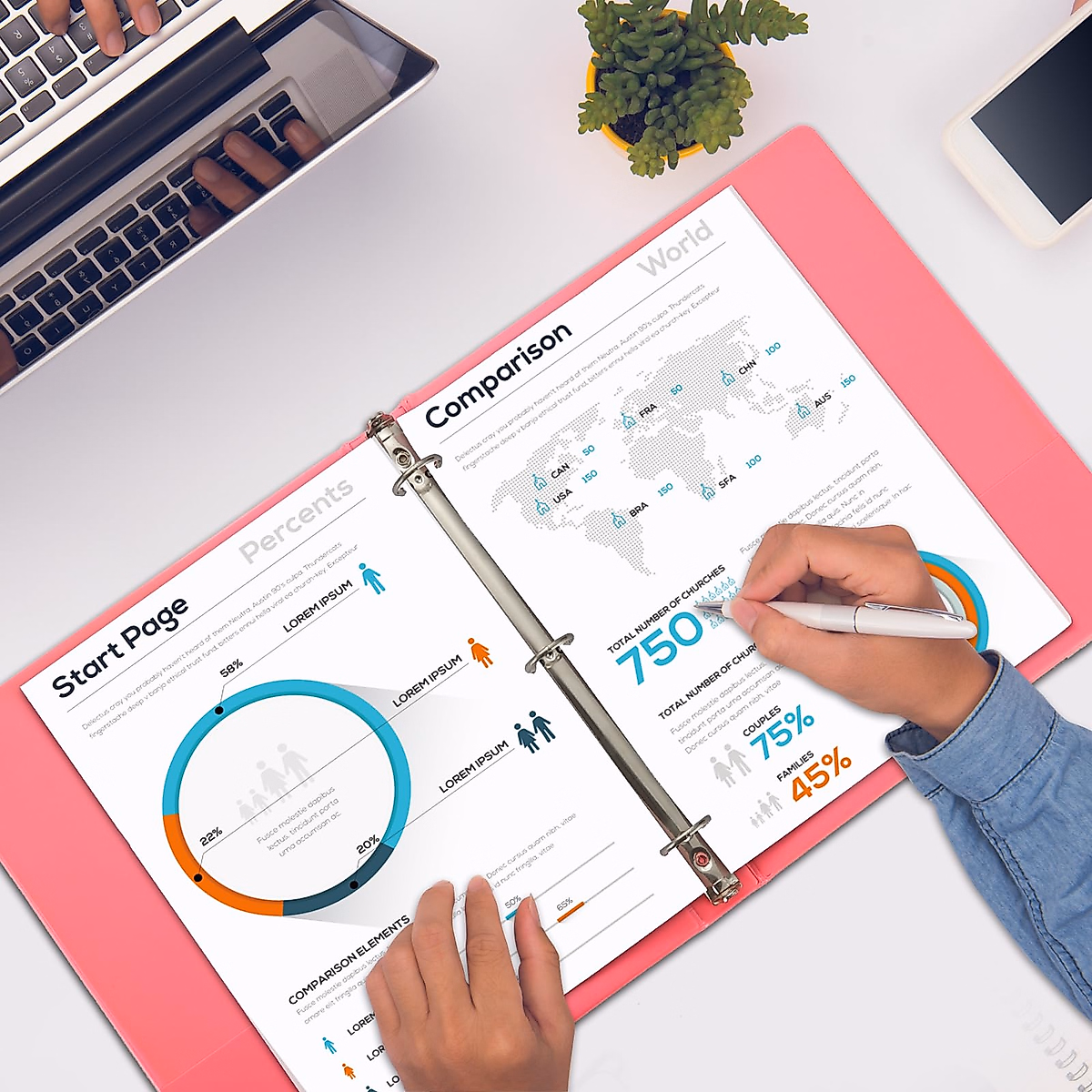 1 Inch 3 Ring Binders,SEEKIND View Binders,Holds Up to 8.5"11" Paper,Customizable Clear Cover,for Home,Office, and School Supply,6 Pack