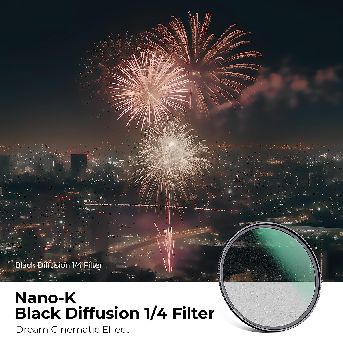 K&F Concept 58mm Black Diffusion 1/4 Filter Mist Cinematic Effect Filter with 18 Multi-Layer Coatings for Video/Vlog/Portrait Photography (K-Series)