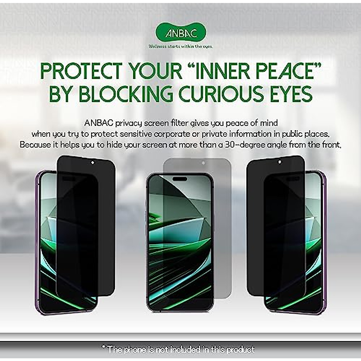 ANBAC Compatible for Apple iPhone 14Pro Blue Light Blocking Screen Protector Privacy Tempered Glass 6.1" with Alignment Tool Kit [1 Pack] - Cell Phone Blackout Tinted Private Screen Protector / Anti-Fingerprint / Scratch Resistant / Case Friendly