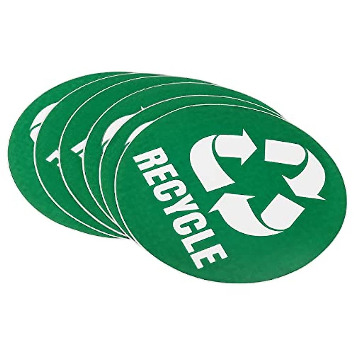 M METERXITY 6 Pack Recycle Sticker - Home Trash Can Labels, Strong Adhesion & Smooth Surface, Apply to Kitchen/Garden Trash Bin (5 Inch, White on Green)