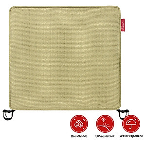 Pcinfuns Outdoor Chair Cushions,19 x 19 x 3 Inch Seat Cushions for Patio Furniture,Square Corner Patio Chair Cushion with Adjustable Straps,2 Pack,Ginger Yellow