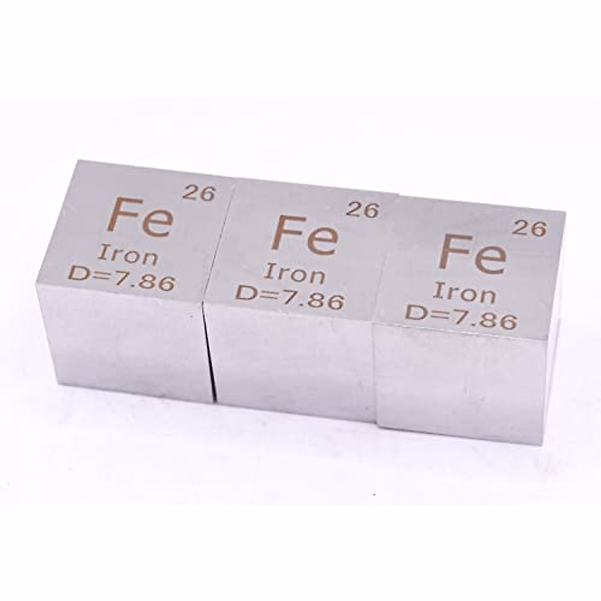 HQRP-Crystal 1" 25.4mm Iron Ferrum Metal Cube Fe up to 99.9% Pure Periodic Table Element Engraved Density Collection Science Education Display Block Cube + Acrylic Case Box - 1PC