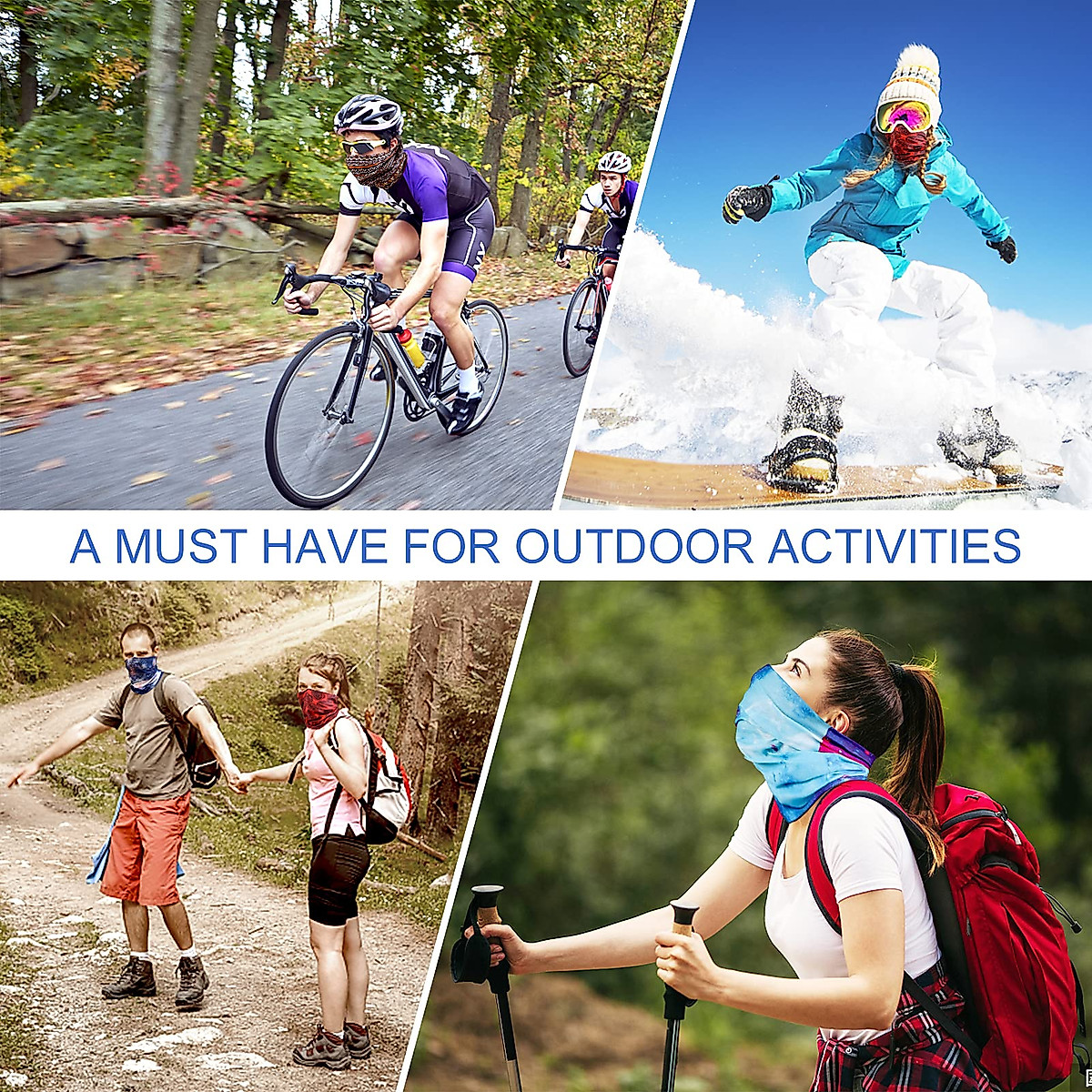 6 Pack Neck Gaiter Elastic Balaclavas Face Mask Versatile Bandana for Men Women