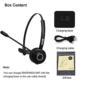 MERAIJIN Trucker Bluetooth Headset Wireless Headset with Microphone Over The Head Headphones with Noise Cancelling Sound On Ear Car Earphones Office Earpiece for Cellphone Call Center Bluetooth V5.0