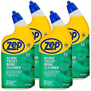 Zep Acidic Toilet Bowl Cleaner - 32 oz (Case of 4) - ZUATBC324 - Experience the Ultimate Cleaning Power with Our 2x Thicker Clinging Formula, Designed to Deliver a Professional-Quality Clean