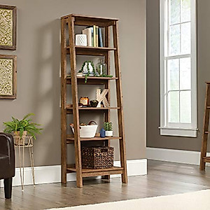Sauder Palladia Executive Desk, Vintage Oak Finish & Trestle 5-Shelf Bookcase, Vintage Oak Finish